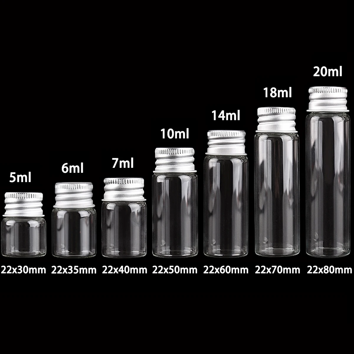 5ml 6ml 7ml 10ml 14ml 18ml 20ml tiny Transparent Glass Bottles with ...