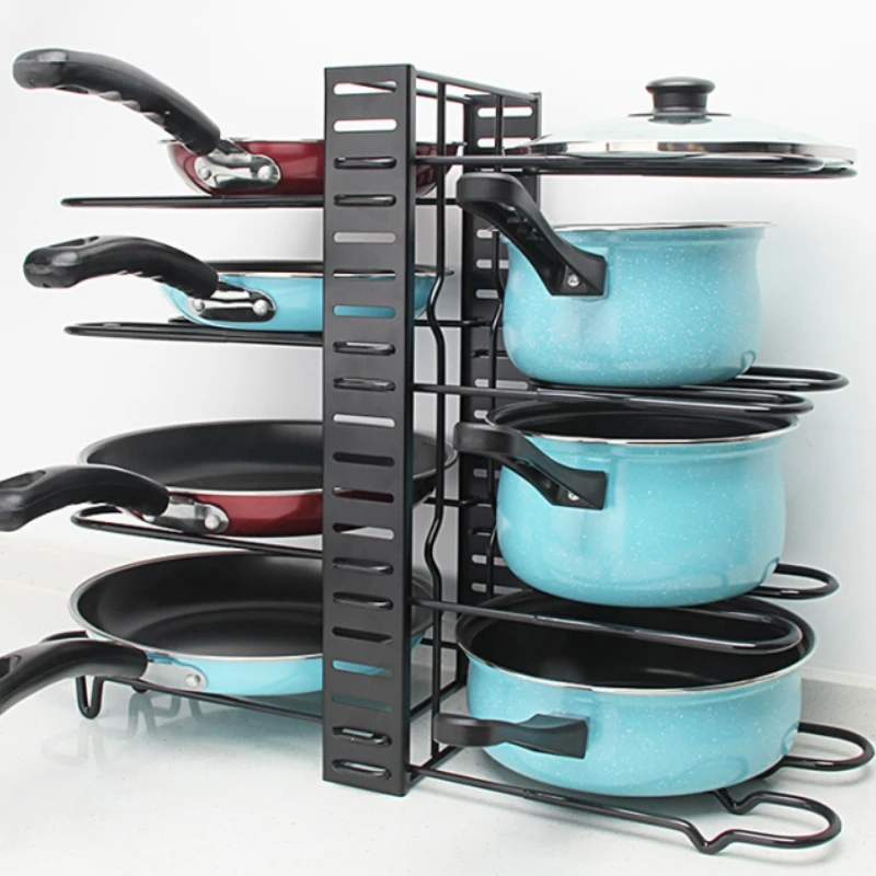 Pots and Pans Organizer Rack Multi-layer Iron Wire Bilateral Pot Cover ...