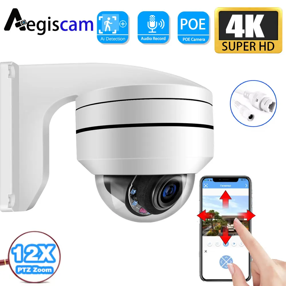 4K 8MP 12X Optical Zoom Varifocal PTZ IP Camera Outdoor Dome POE CCTV ...