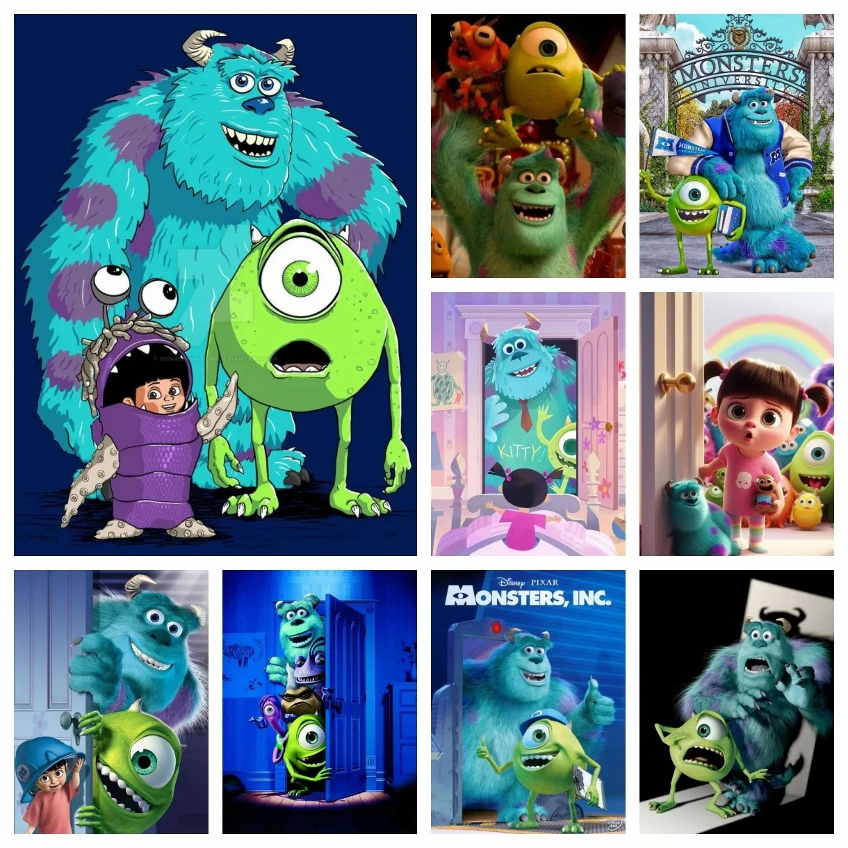 Disney Oil Painting By Numbers Kit Monsters Inc Cartoon Art Pictures By ...