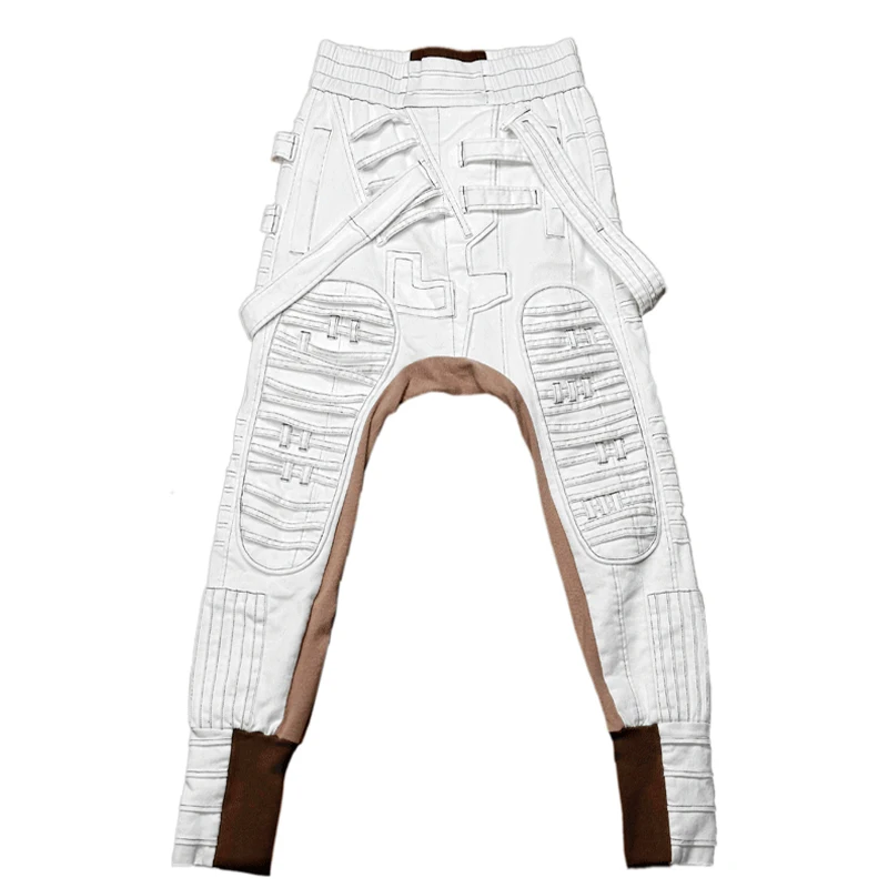 Sand Dune Waste Soil Style Asymmetric Pleat Contrast Color Casual Pants ...