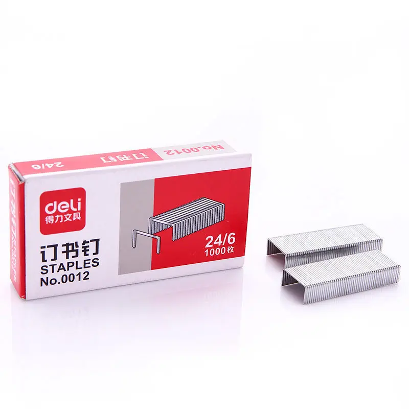 Deli 1000pcs Boxed 24/6 Staples General Stapler Book Nail School Office ...