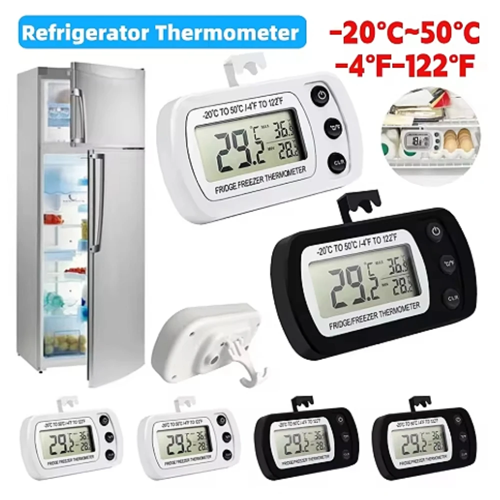 Refrigerator Thermometer Digital Freezer Room Thermometer Waterproof ...