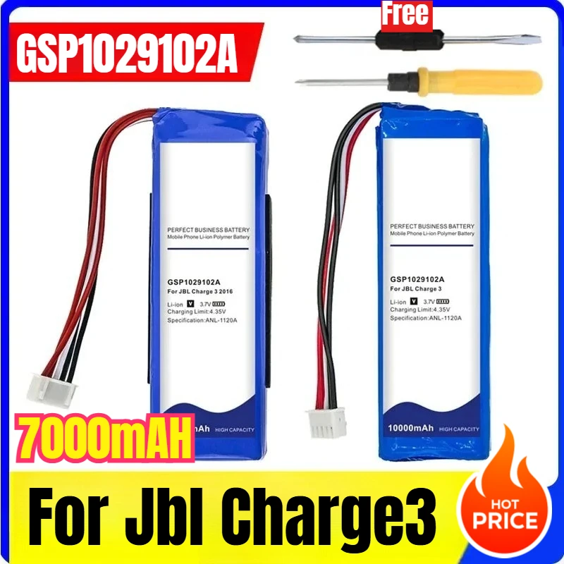 7000mah Gsp1029102a Battery for Jbl Charge3 Charge 3 Version Wireless ...
