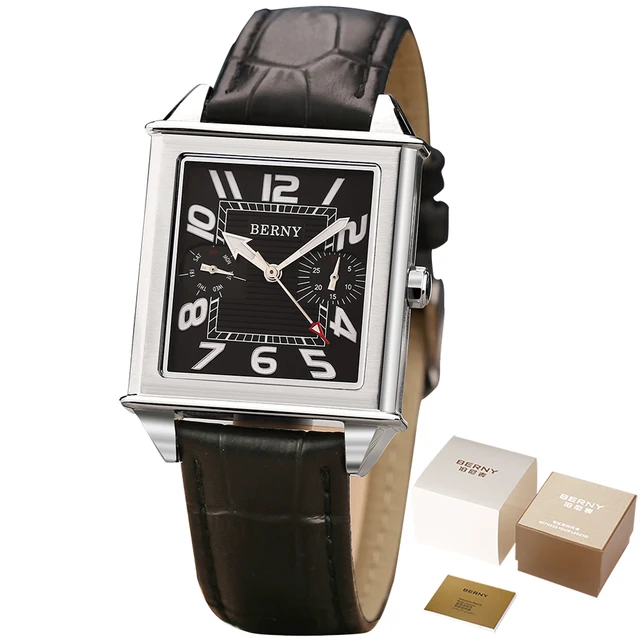 BERNY Quartz Watch for Men Luxury Watch Male Vintage BERNY 6P25 Day ...