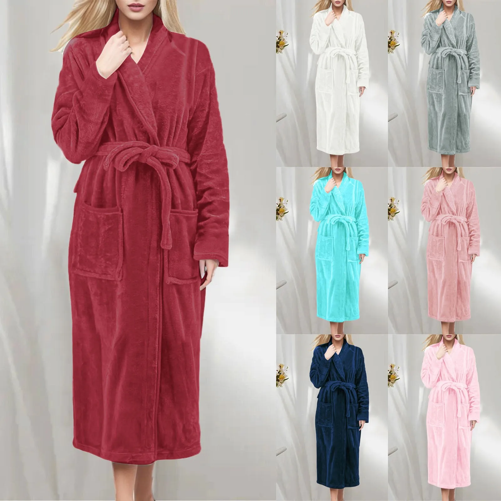 Winter-Thick-Flannel-Robes-Women-s-Sleepwear-Bathrobe-Long-Robe-Fleece ...