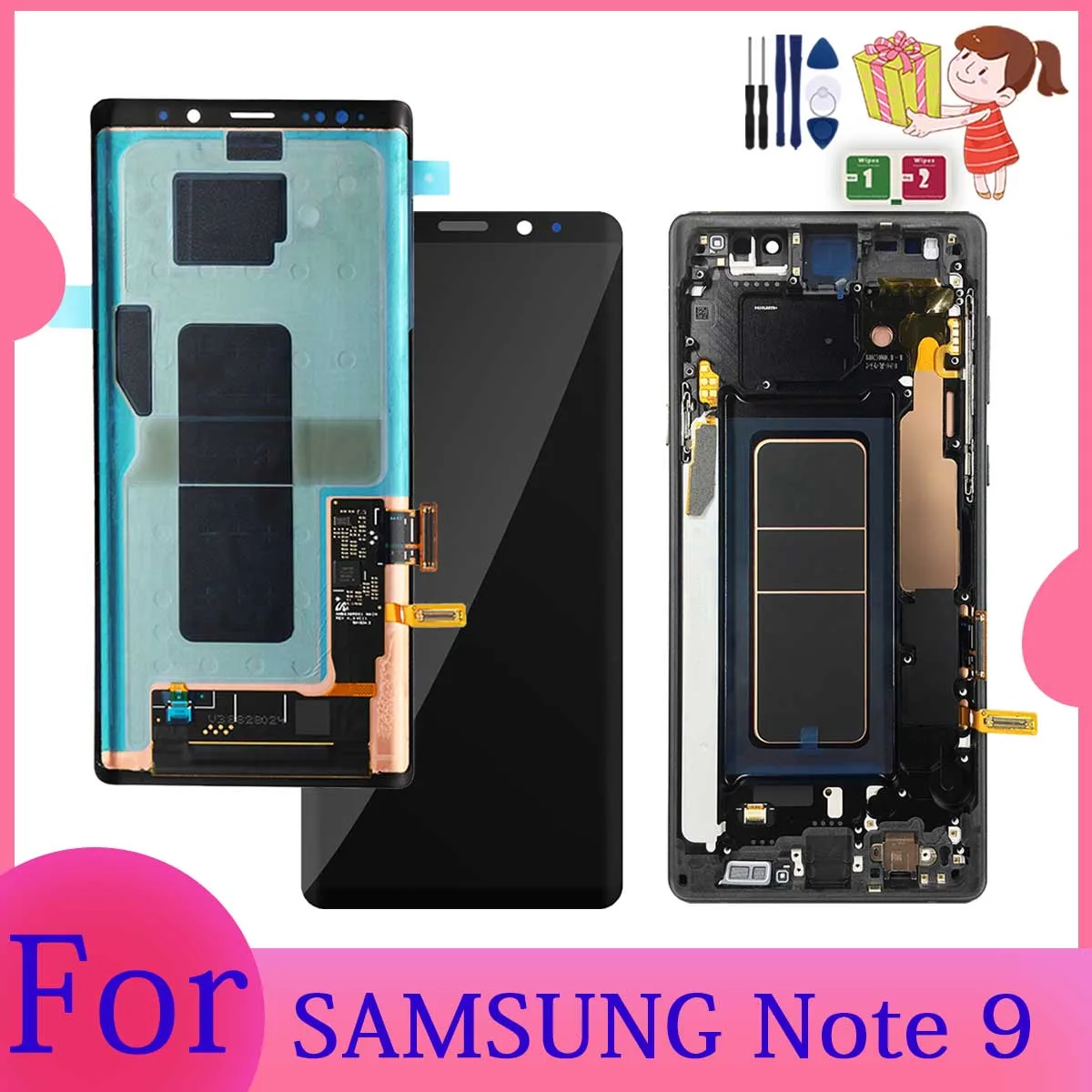 AAA+SUPER AMOLED 6.4'' LCD with frame for SAMSUNG GALAXY Note 9 N960D ...