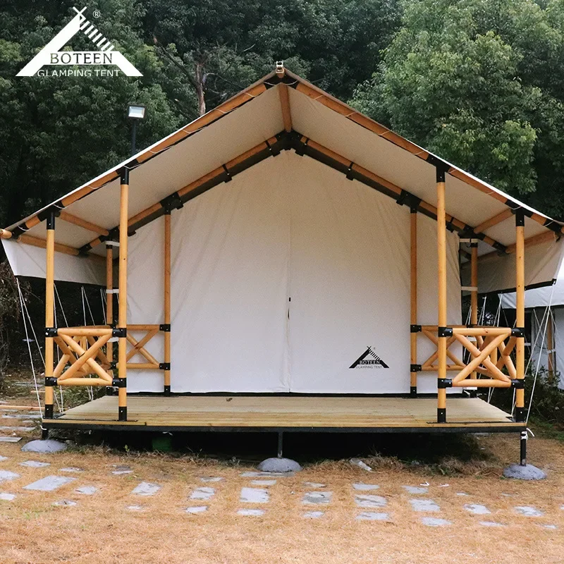 Customized Outdoor Hotel Campsite Tent Wooden Structure Camping Tent ...