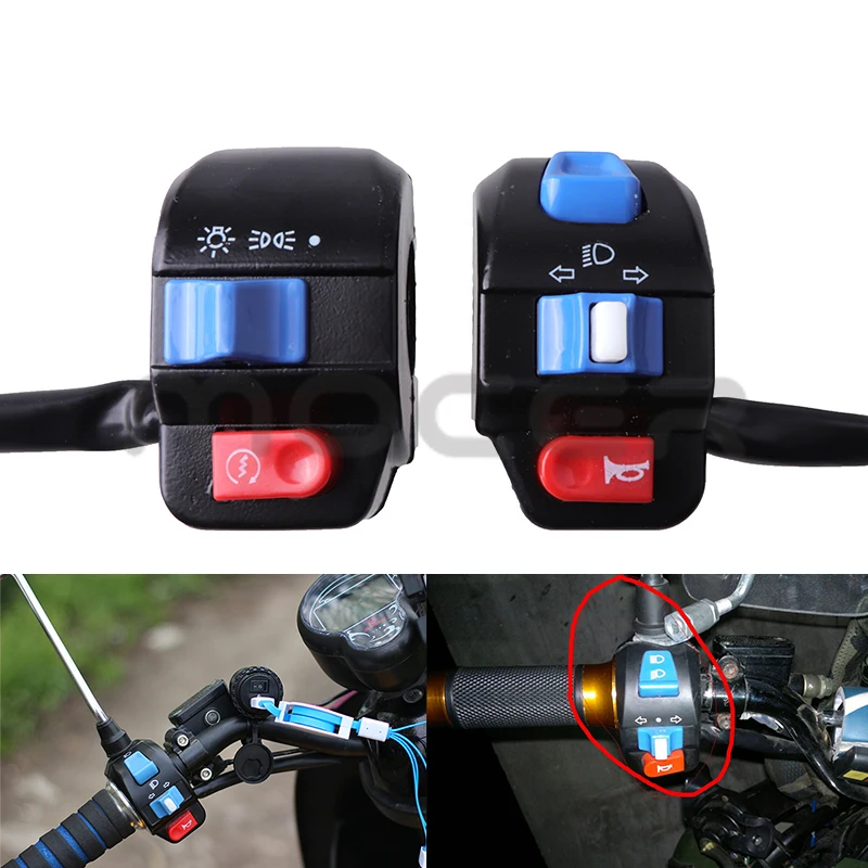Aluminum-22mmATV-Motorcycle-Switches-Motorbike-Horn-Button-Turn-Signal-Electric-Fog-Lamp-Light ...