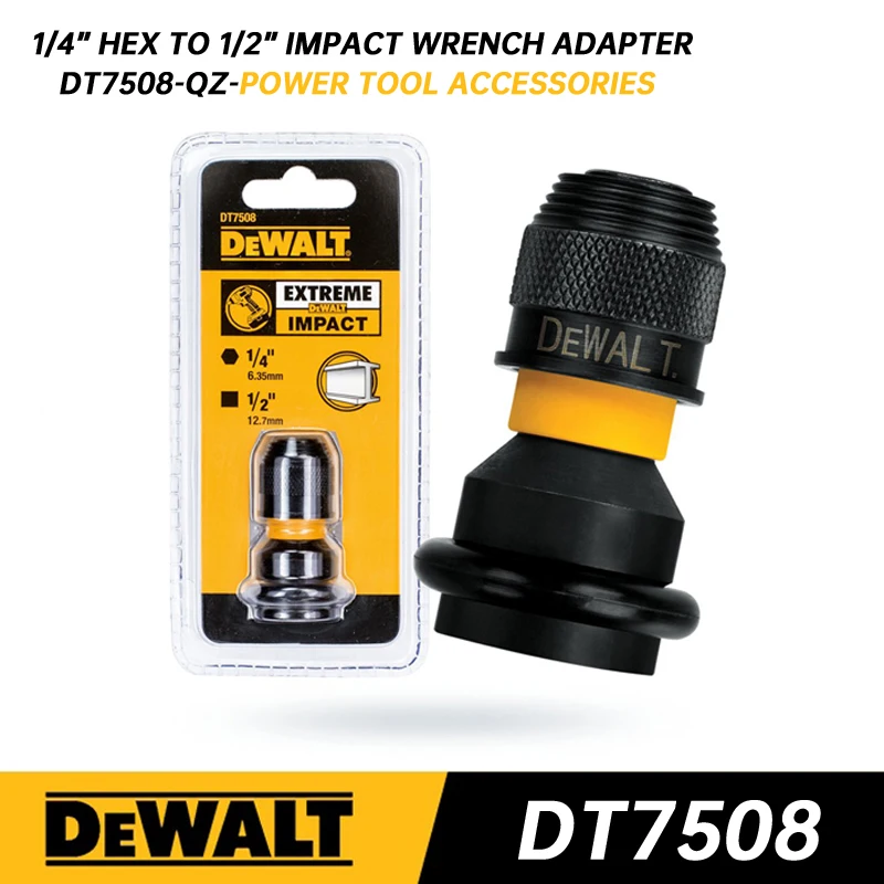 DEWALT DT7508-QZ Impact Wrench Adapter 1/4" Hex to 1/2" Square Tool ...