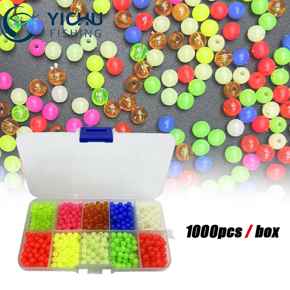 1000PCS/box Fishing Beadsoval Plastic Beads Assorted Set Fluorescent ...