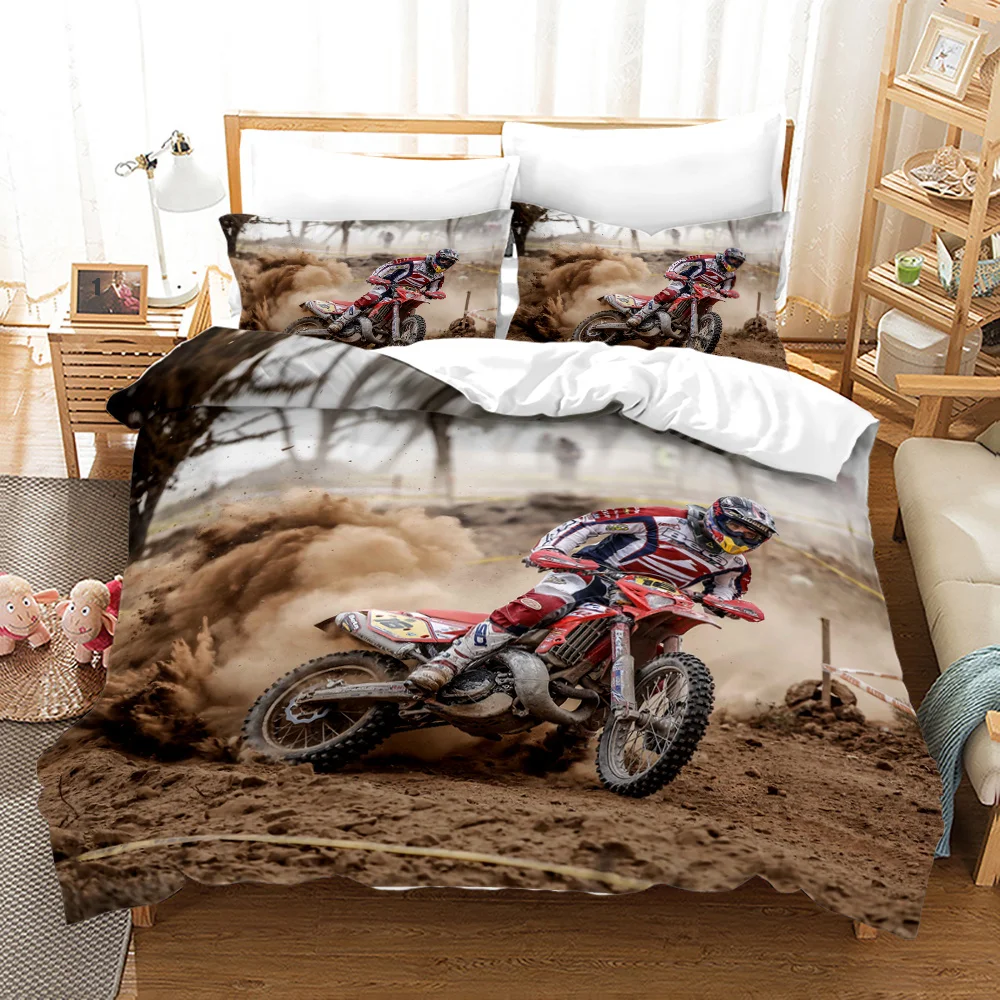 Dirt Bike Duvet Cover Motocross Bedding Set for Boy Motorcycle Rider ...