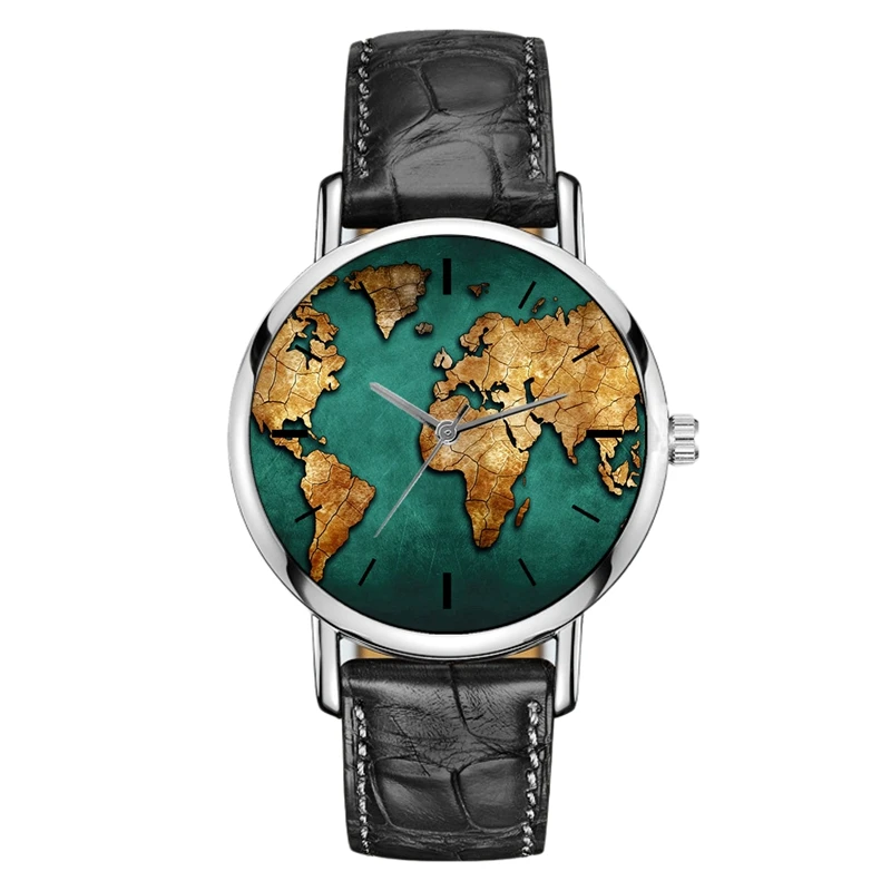 Fashion-World-Map-Watch-Travel-Globe-Wrist-Quartz-Movement-Leather ...