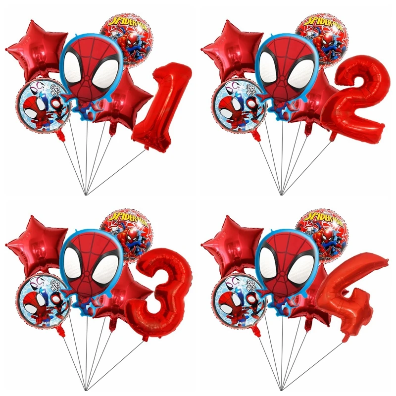 6Pcs Spiderman And His Amazing Friends Theme Balloon Boys Birthday ...