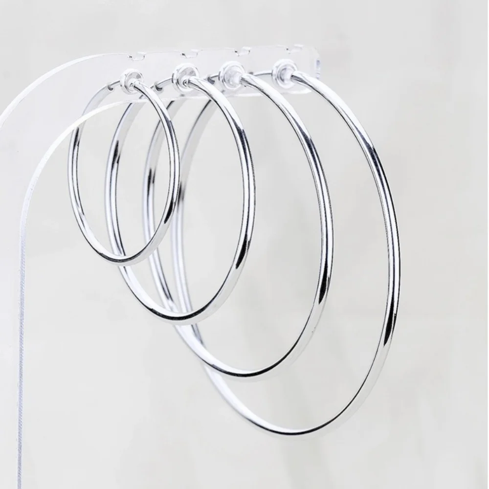 Clip On Big Hoop Earrings Stainless Steel Spring-loaded Clip On ...