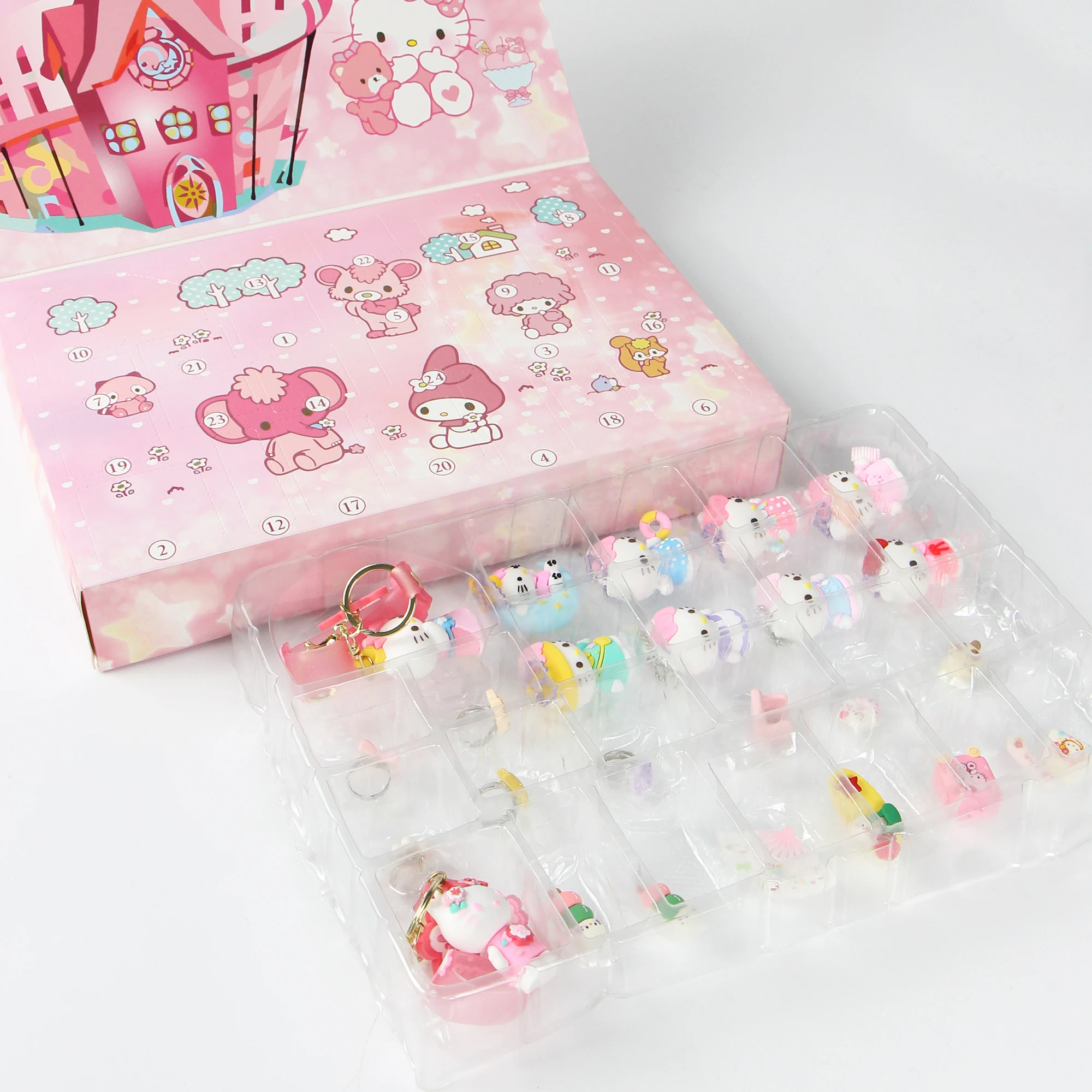 Kawaii Christmas Cartoon Hello Kitty Advent Calendar Keychains ...