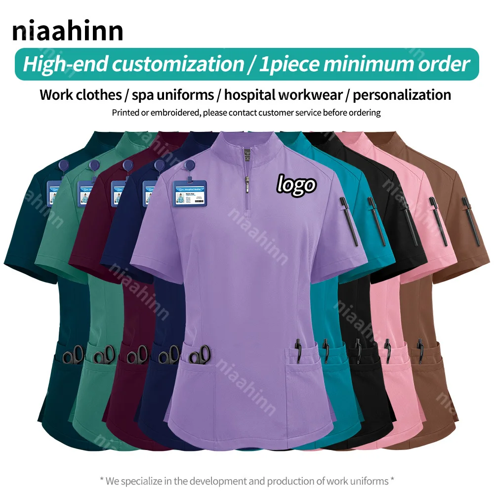 Pet-Grooming-Institution-Medical-Scrubs-Suits-Customized-Logo-Short ...