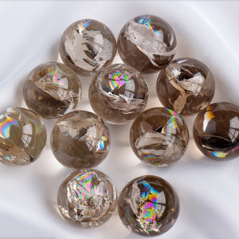 Natural Tea Crystal Burst Color Crystal Ball Seven Star Formation Feng ...