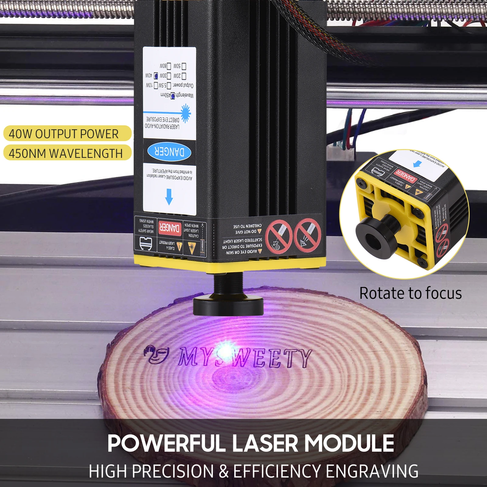 450 Nm 80W Lézermodul Állítható Fókusztávolságú Lézergravírozás Head ...