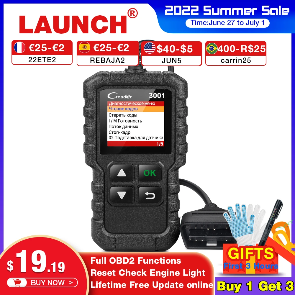 Launch X431 Cr3001 Full Obd2 /eobd Car Code Reader Scanner Automotive ...