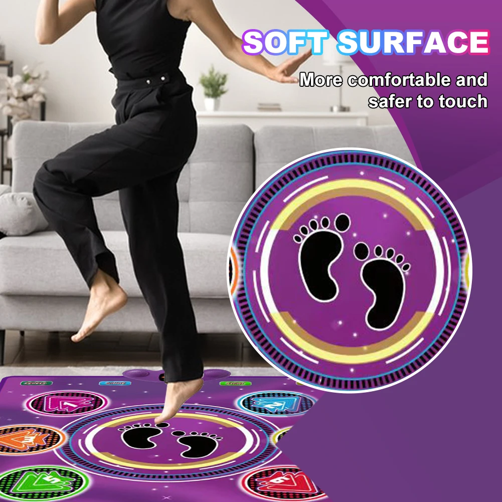 Electronic Dance Pad with LED Lights Family Music Game Mat Wireless BT ...