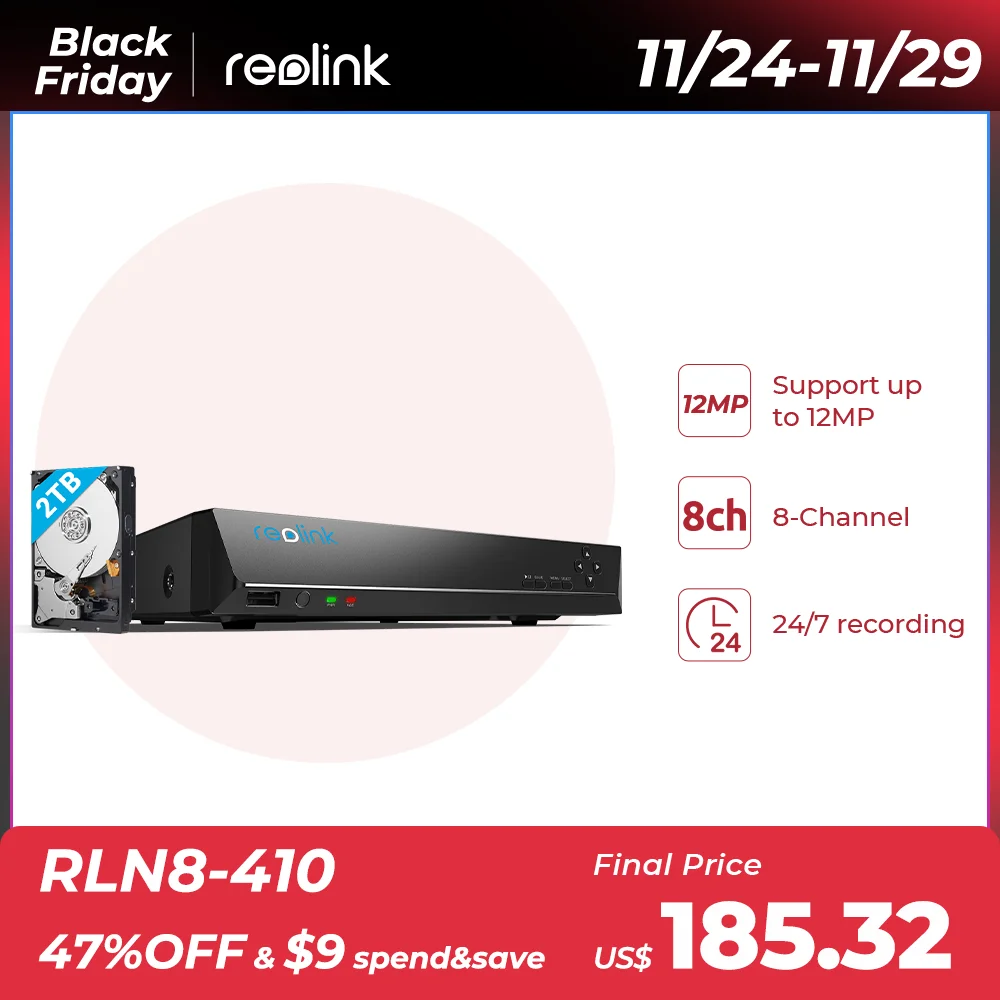 Reolink 8ch Rln8-410 5mp Poe Nvr With Built-in 2tb Hdd For Reolink 4mp ...