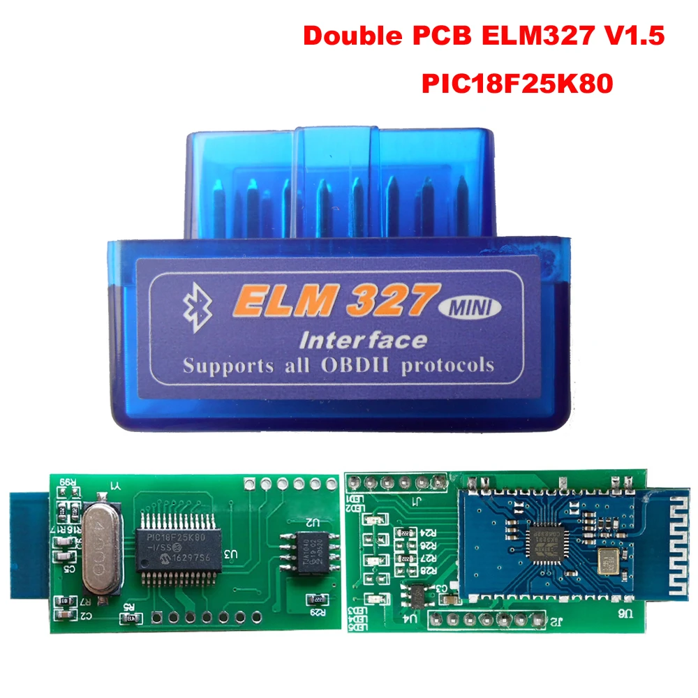 Doppel platine Mini elm327 v5.0 Bluetooth 1,5 3,0 Auto diagnose tool mit pic18f25k80 obd2 obdii ...
