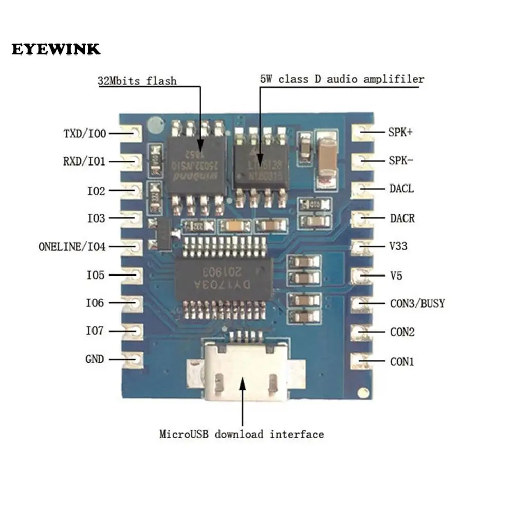 DY-SV17F-Audio-Module-Mini-MP3-Player-IO-Trigger-USB-Flash-Voice-Module ...