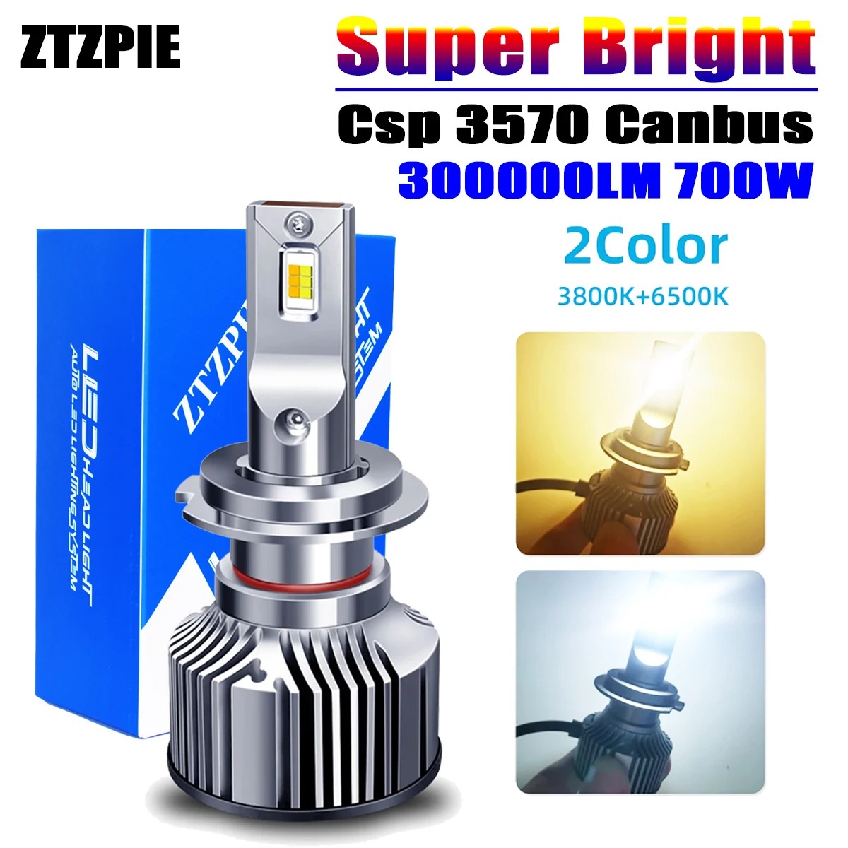ZTZPIE-12V-3800k-6500K-HB3-HB4-9005-9006-H1-H7-H4-H11-Bulb-Led-Bicolor ...
