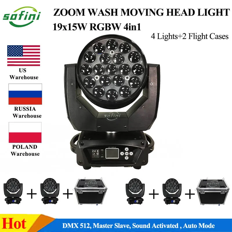 Led Wash Zoom 19x15w Rgbw Moving Head | Led Moving Light | Lyres Led ...
