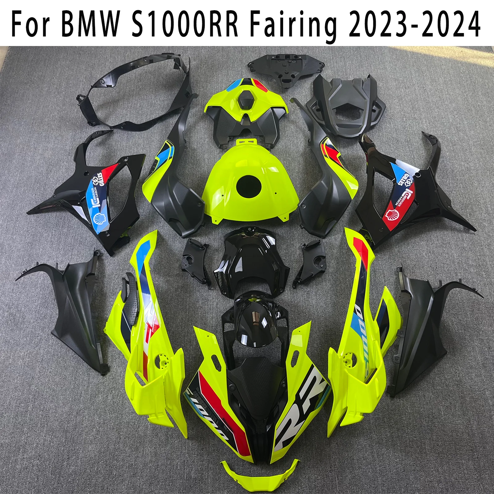BMW S1000RR 2023 2024 풀 커버 페어링 S1000 RR 23 24 페인트 형광 노란색 바디 용 보호 오토바이 ...