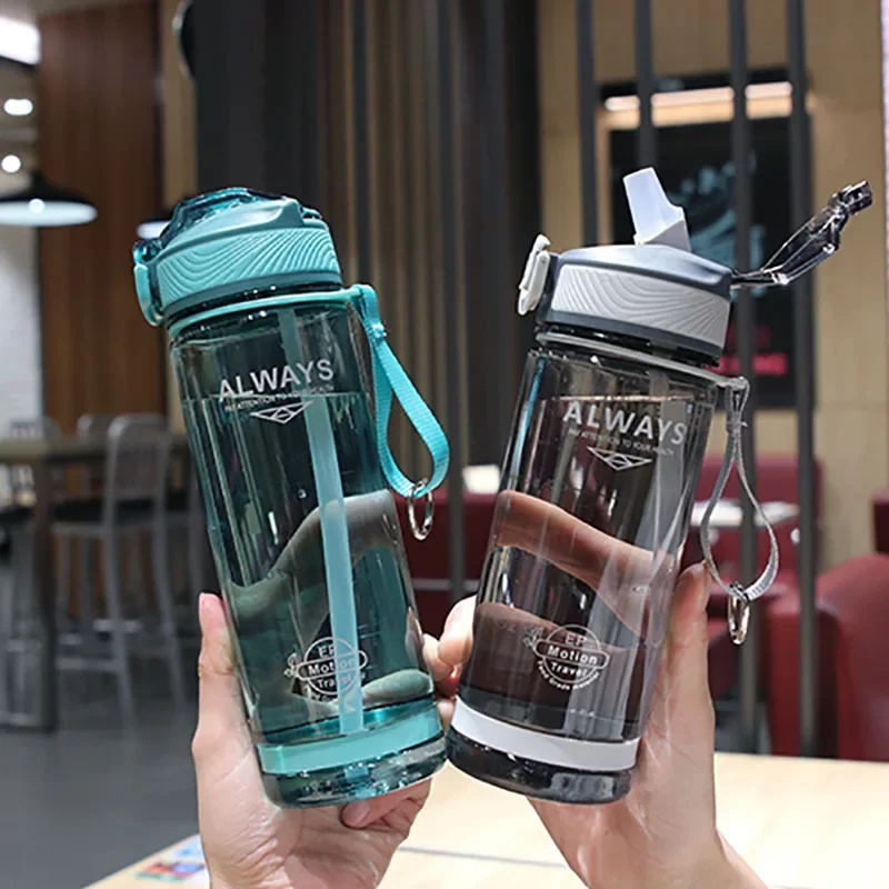 800ml Sports Water Bottle with Straw Camping Hiking Outdoor Water ...