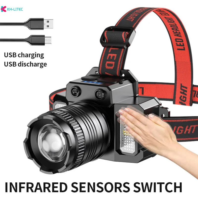 USB Rechargeable Headlamp Portable Induction Headlight Built in Battery ...