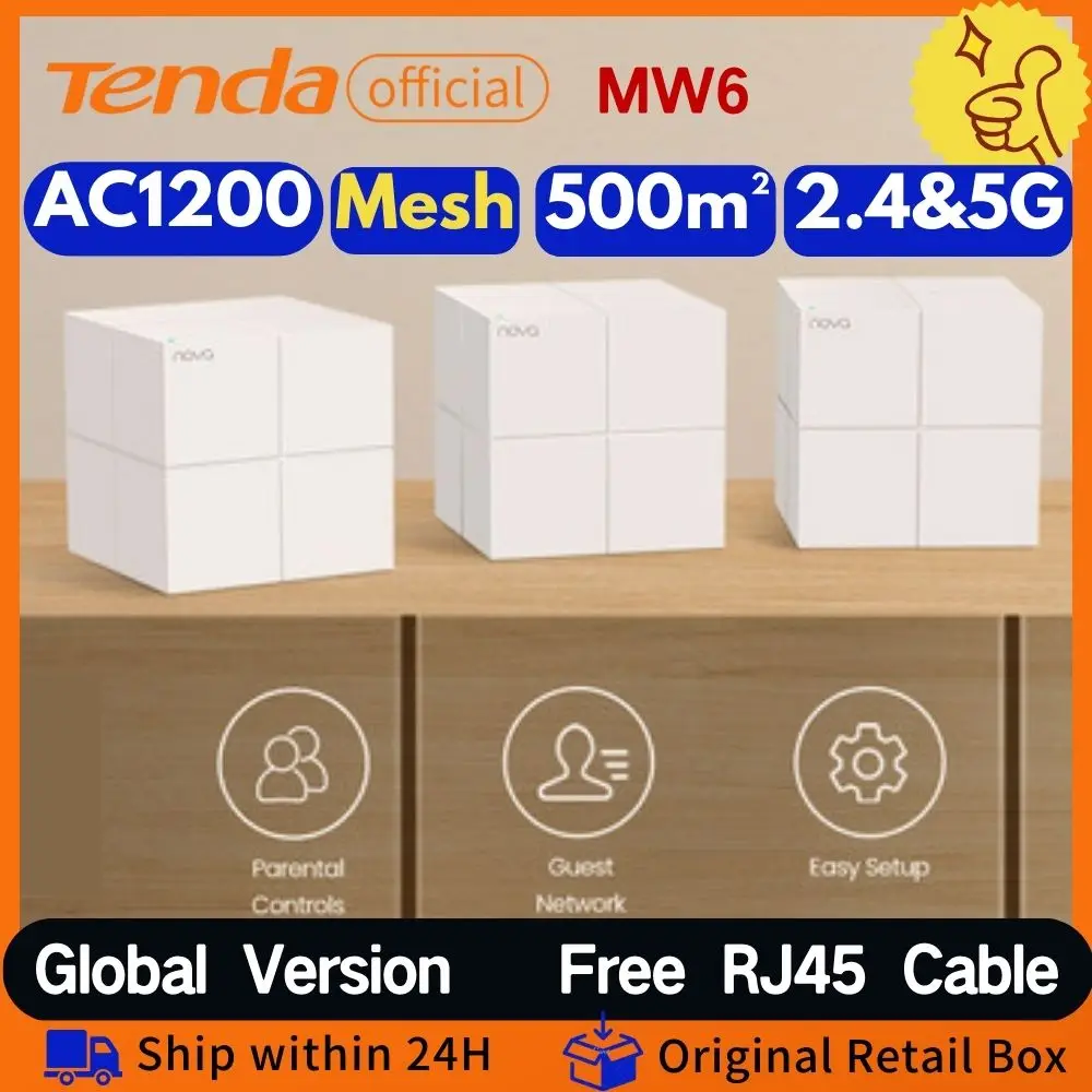 Tenda-Mesh-WiFi-Router-1200mbps-2-4-5Ghz-dual-band-MW6-2pack-Global ...