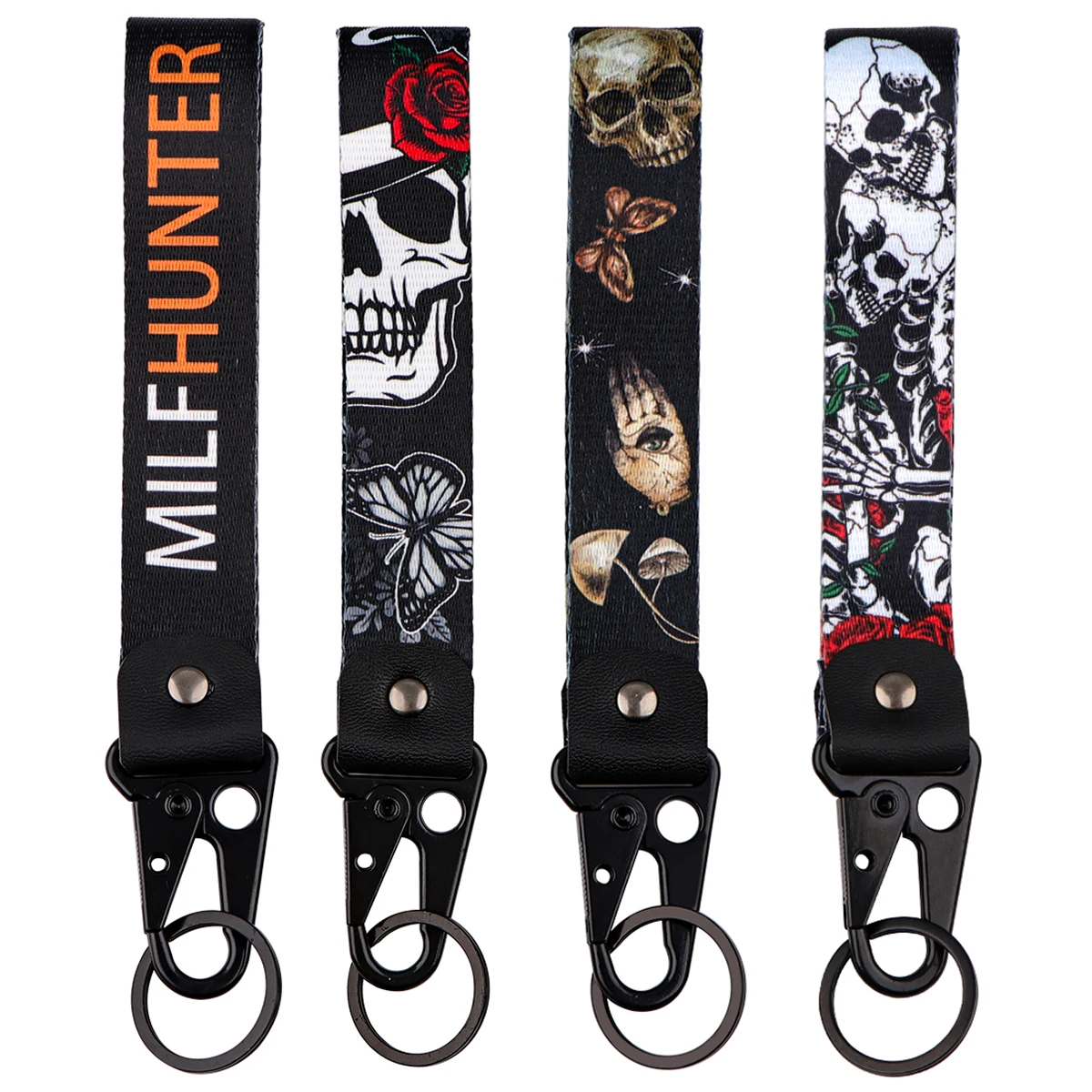 Skull-Cartoon-Wrist-Keychain-Key-Fobs-Quote-Lanyard-Tags-Key-Strap ...