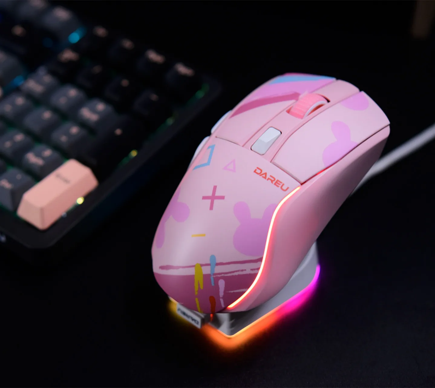 Dareu-a950-tri-modo-conex-o-jogo-mouse-doces-rosa-2-4g-sem-fio ...
