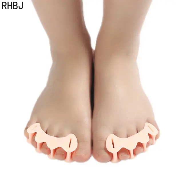 RHBJ 2Pcs=1Pair Hard Silicone Toe Finger Separator 3 Hole Hallux Valgus ...