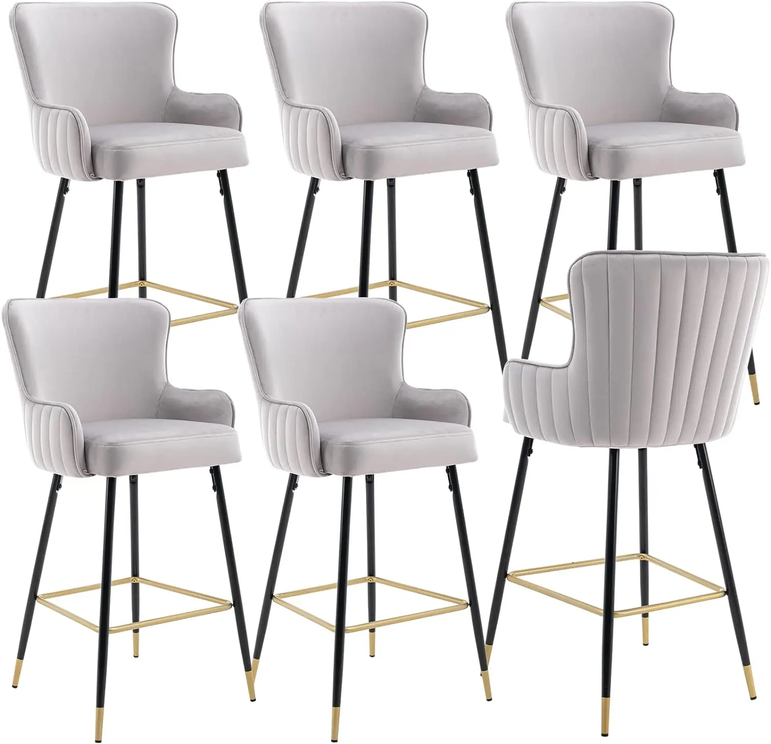 30Inch-Velvet-Bar-Stools-Set-of-6-Upholstered-Gold-Bar-Stools-with-Wing ...