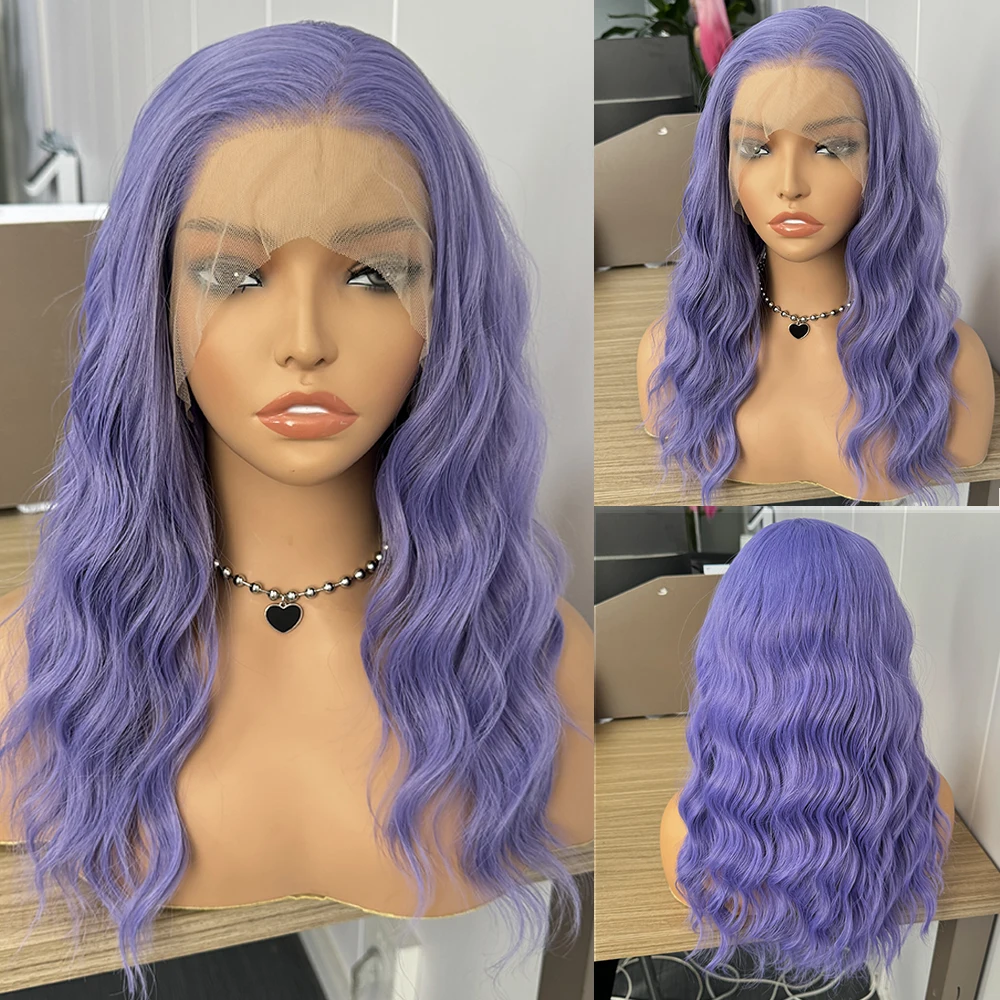 Purple Bob Wig Short Wave Wig Synthetic Lace Front Wigs for Women Loose ...