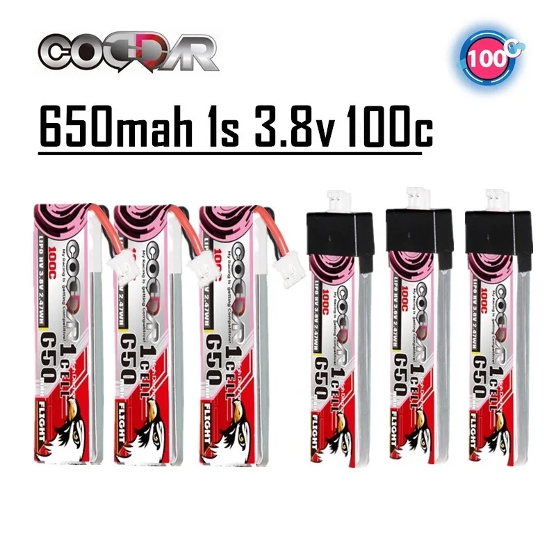 1-6pcs CODDAR Max 200C 1S 650mAh 3.8V 100C HV Lipo battery PH2.0 Plug ...