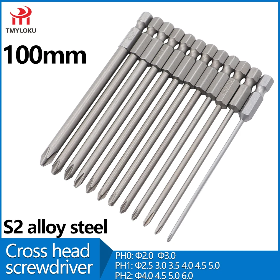 12pcs 100mm Phillips screwdriver bit S2 alloy steel with magnetic ...