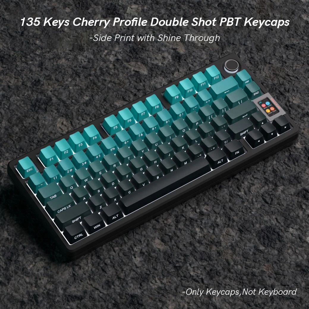 135-Keys-Double-Shot-PBT-Keycaps-Gradient-Cyan-Side-Printed-RGB-Backlit ...