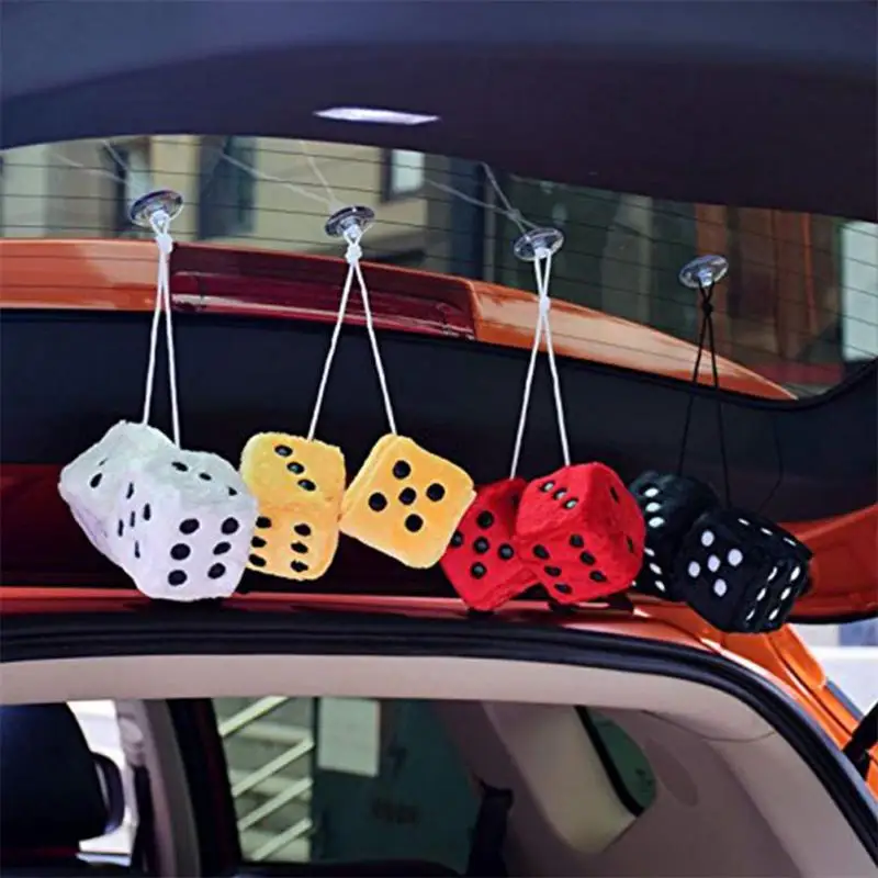 Car-Pendant-Colorful-Plush-Dice-Craps-JDM-Automobiles-Rear-View-Mirror ...