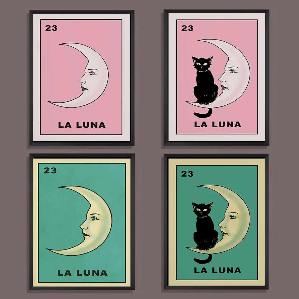 Vintage Crescent Moon Face Drawing