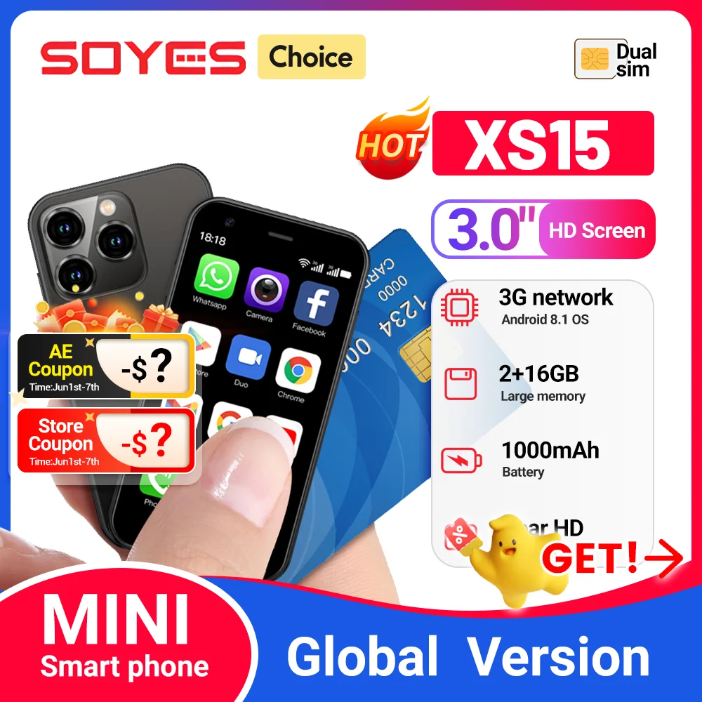 SOYES-XS15-Mini-Android8-1-Smart-Phone-3-0-Inch-Display-2GB-RAM-16GB ...