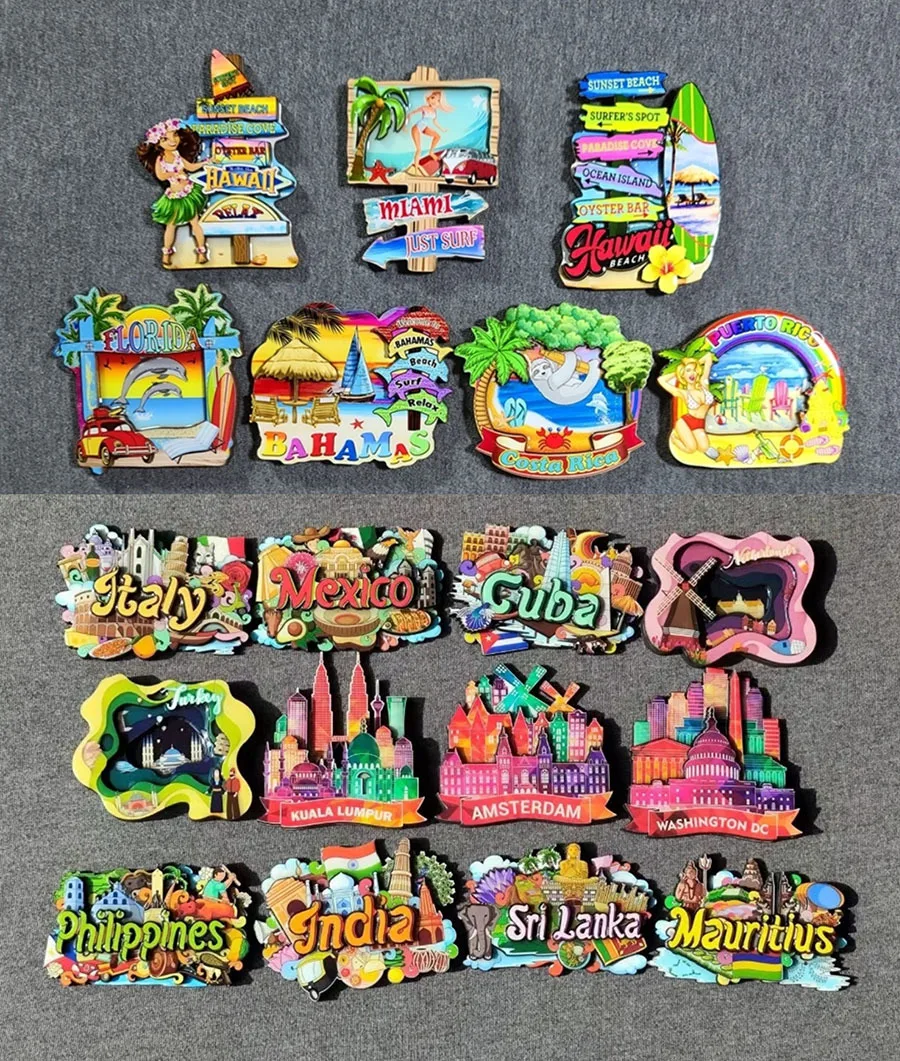Wooden Refrigerator Magnet Travel Souvenir United States Philippines ...