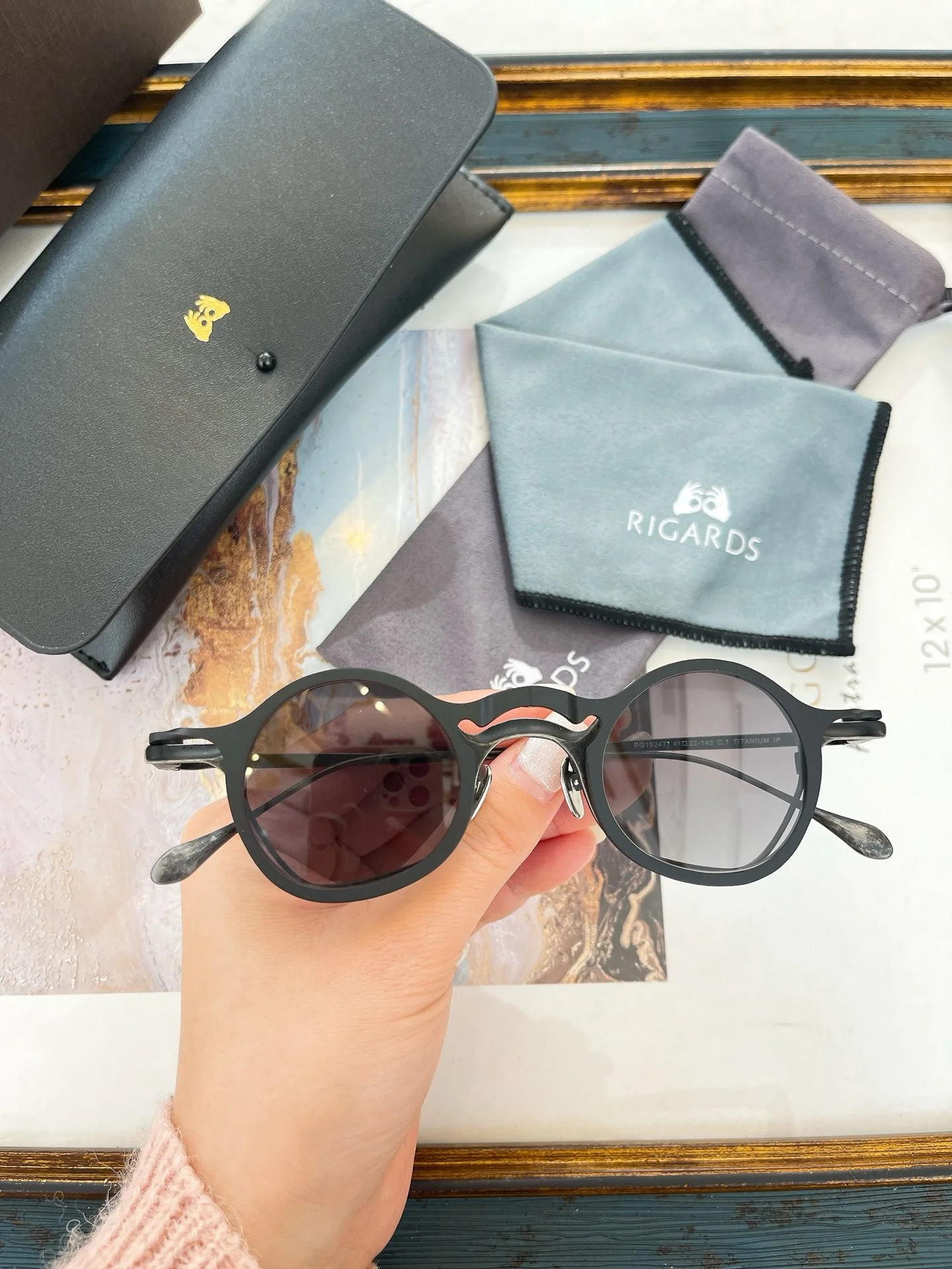 Rigards-With-Case-Fold-Clip-On-Sunglass-Titanium-Eyeglasses-Vintage ...