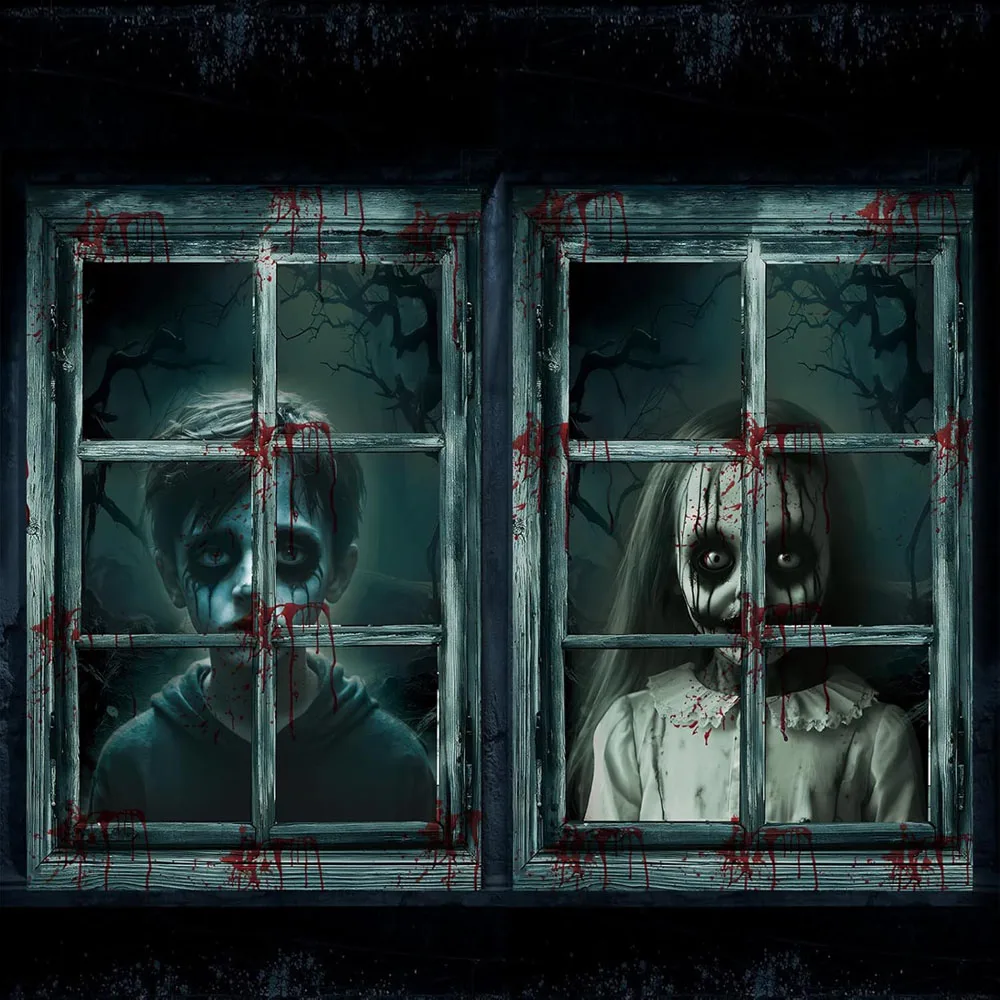 2 PCS Scary Curtain For Halloween Party Decorations Oxford Fabric ...