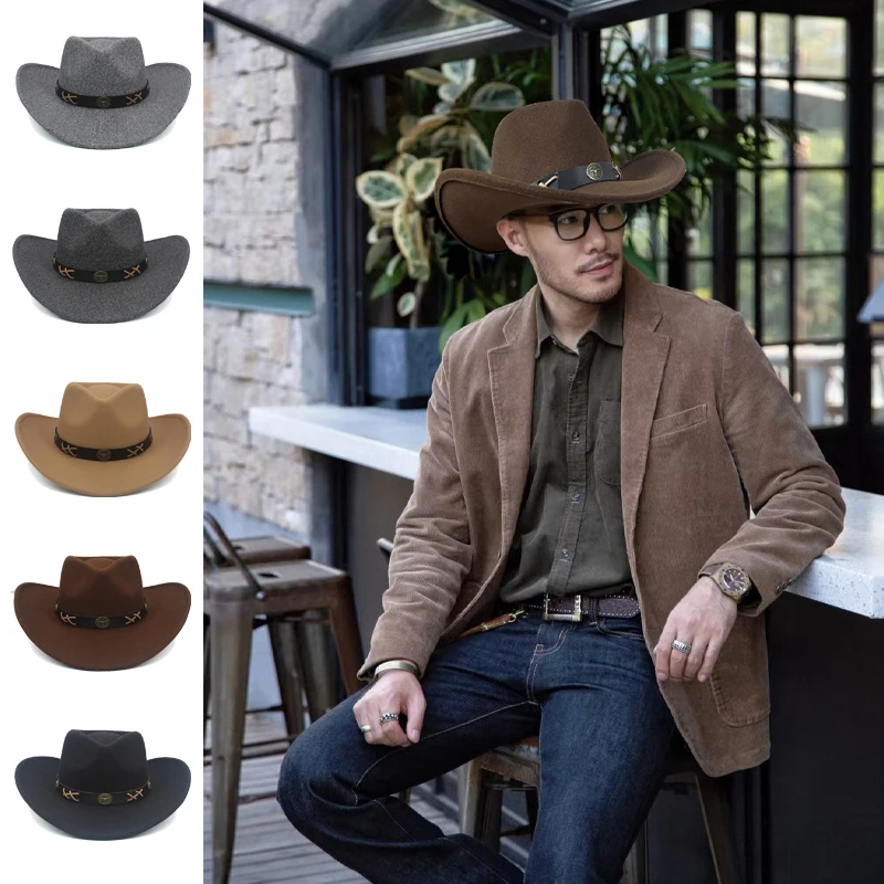 Men-Women-Wool-Blend-Western-Cowboy-Hats-Wide-Brim-Sunhats-Party-Travel ...