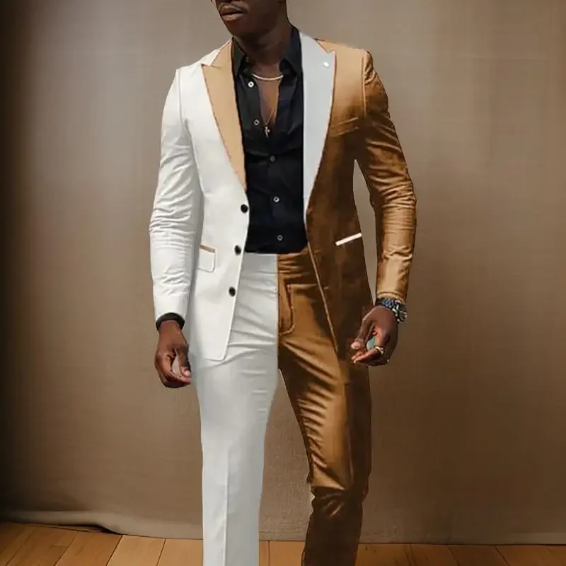 Splice-Color-Men-Suits-Wedding-Peaked-Lapel-3-Buttons-Groom-Tuxedo-Slim ...